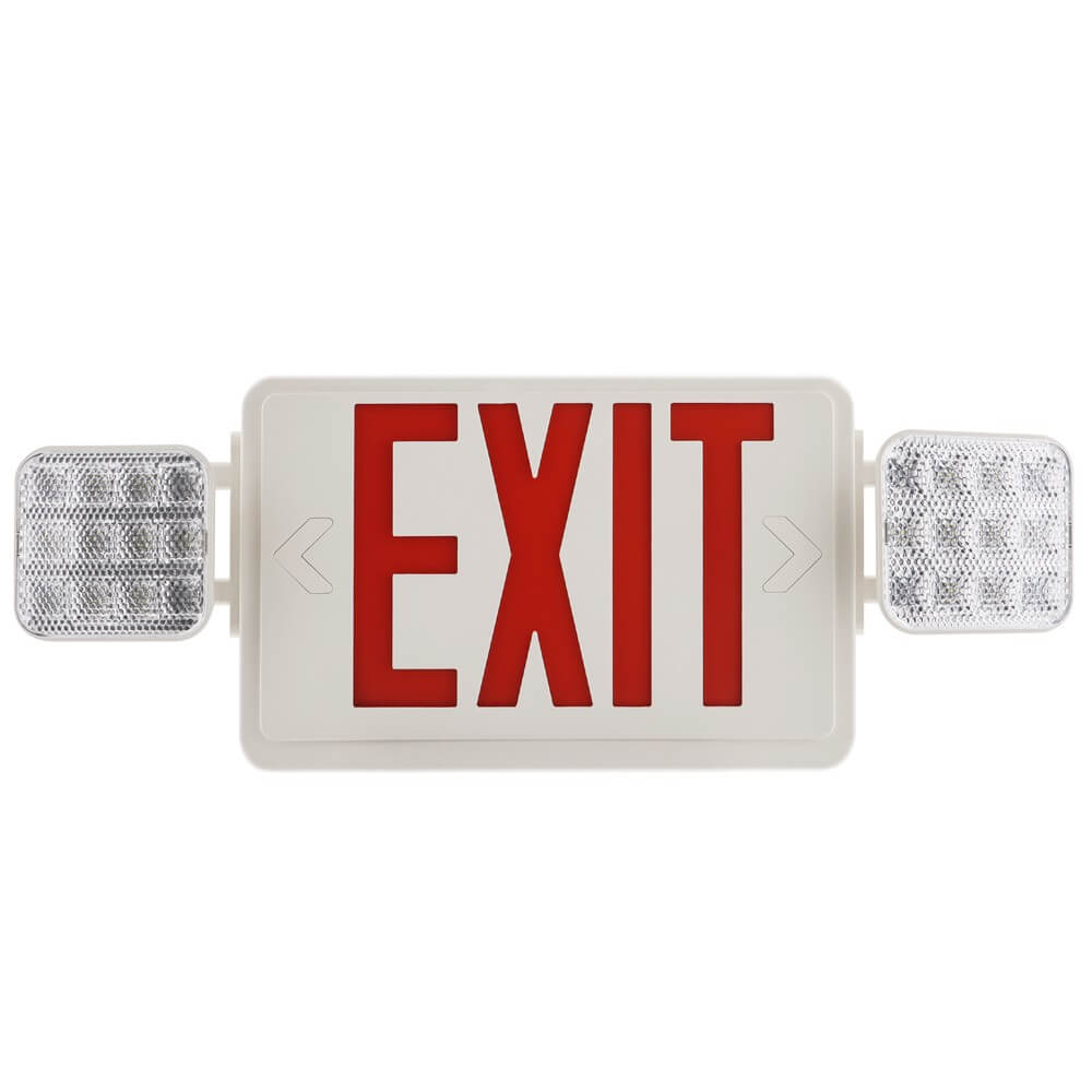 Konlite Led Exit Emergency Light Combo Remote Head Capable Revolve Led